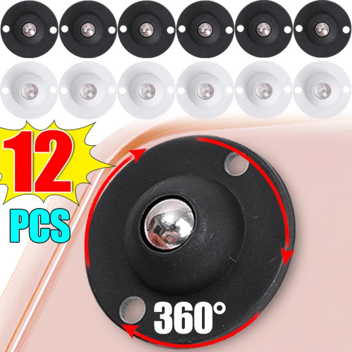 12PCS Self-Adhesive Caster Wheels Stainless Steel Universal Pulley 360 ...