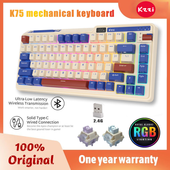 Kzzi k75pro Gasket cấu trúc tri-chế độ RGB có dây bluetooth 2.4G không ...