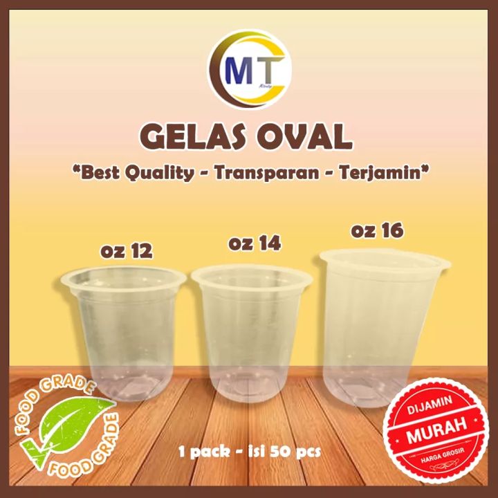 Gelas Plastik Oval Cup Bulat 12 oz, 14 oz, 16 oz Gelas Pop Ice Cup PP ...