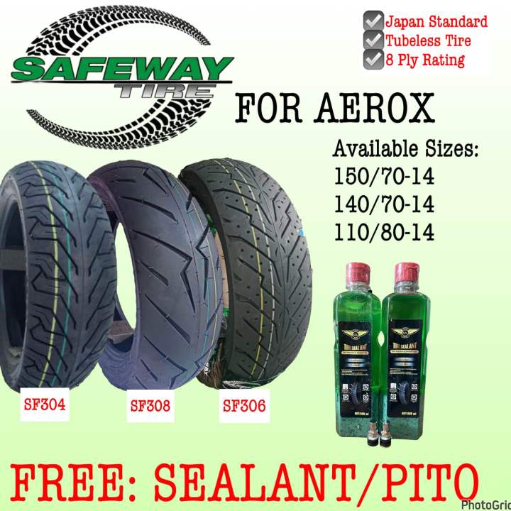 SAFEWAY Tire SIZE 14" AEROX v1 v2 WITH SEALANT AND PITO | Lazada PH