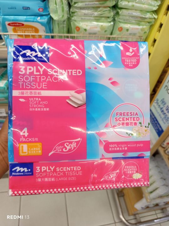 Meadows Home 3-ply Freesia Scented Soft Pack Tissue (Large) 100 Sheets ...