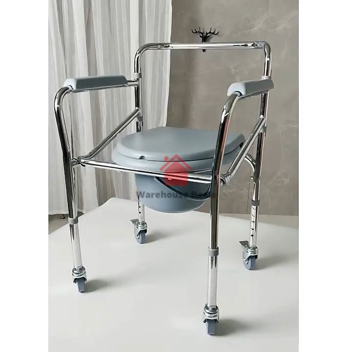 Compact Commode Chair With Wheels And Wheel Lock | Portable Mobile ...
