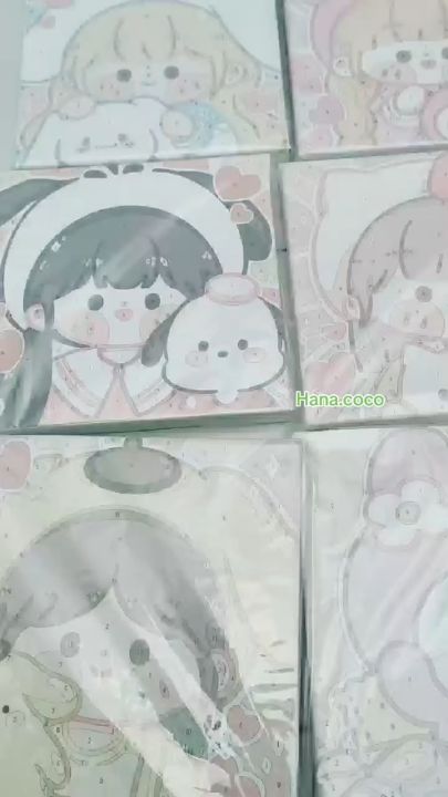 🇲🇾DIY Sanrio Cartoon Digital Oil Paint 20x20cm Canvas Painting By ...
