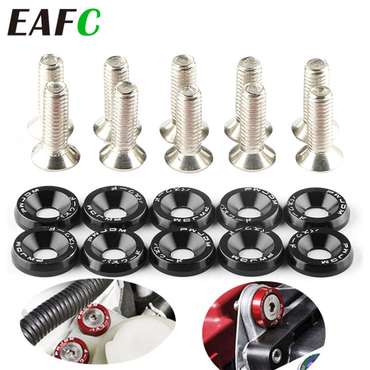 EAFC Car Modification Hex Fasteners 10 Pack M6 JDM Fender Washer Bumper ...