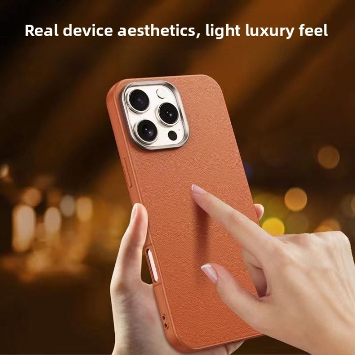 Luxury Leather Texture Phone Case for 16 pro Max 15 New plus Unisex ...