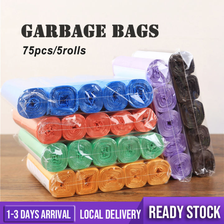 Garbage Bags 5 Rolls Total 75pcs Locaupin Plastic Garbage Bags No Smell ...