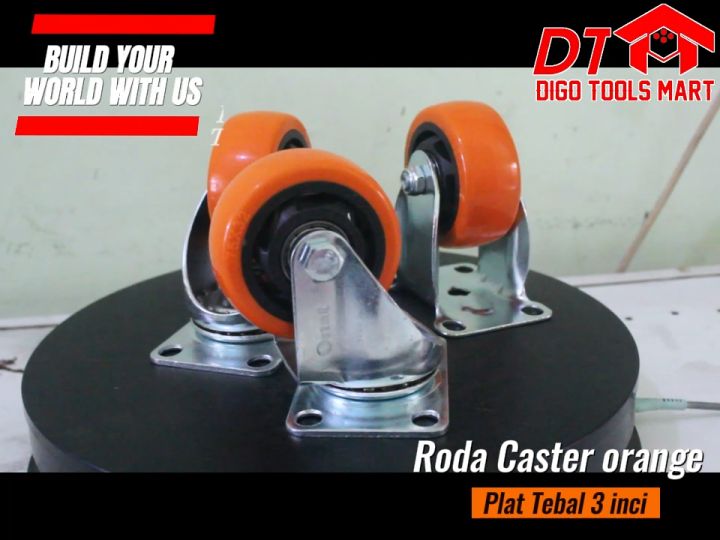 Roda Caster Orange Plat Tebal Hidup 3 Inci Roda Orange Tebal 1Pcs ...