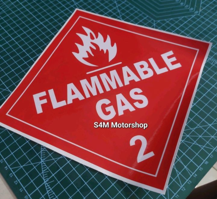 FLAMMABLE GAS 2 Sticker Size: 30cmX30cm Waterproof Sticker | Lazada PH