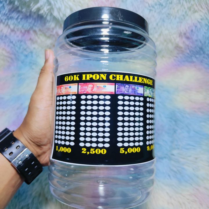 Transparent Jar 60k Ipon Challenge (black) 2 liter | Lazada PH
