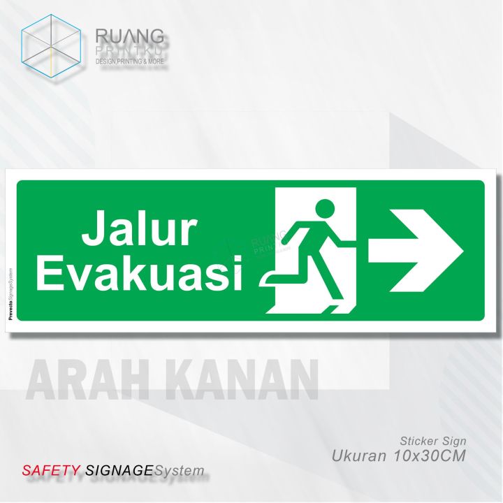 Sticker Safety K3 Jalur Evakuasi Arah Kanan/Kiri | Lazada Indonesia