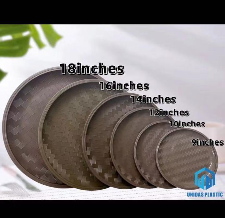 Plastic Bilao (makapal) Food plate Glass A/Color Brown 9"10"12"14"16"18 ...