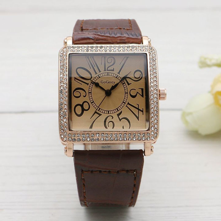 นาฬิกา gogoey ของแท้สำหรับผู้หญิงหน้าปัดใหญ่แฟชั่นสไตล์เกาหลีแนววินเทจป ...