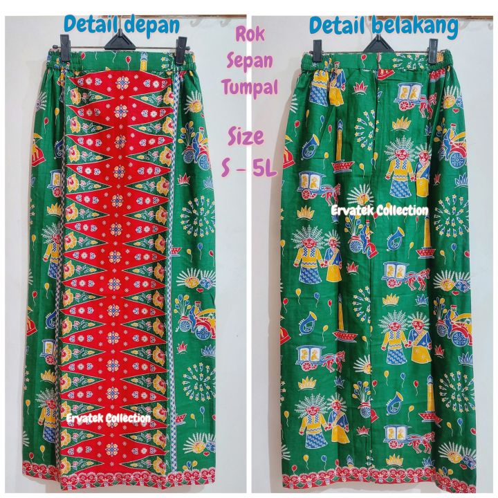 Rok Sepan Tumpal ST20 MOTIF PUCUK REBUNG BETAWI WARNA HIJAU-MERAH MOTIF ...