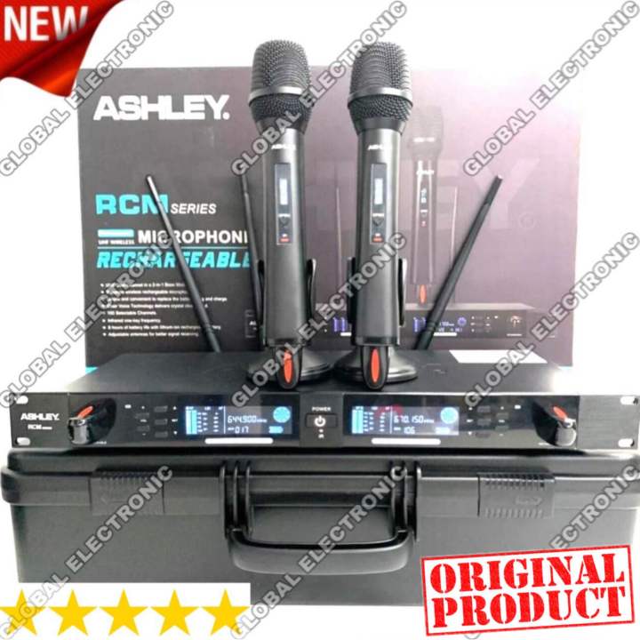 Mic Wireless Ashley RCM hitam Original free koper Handheld Rechargeable ...