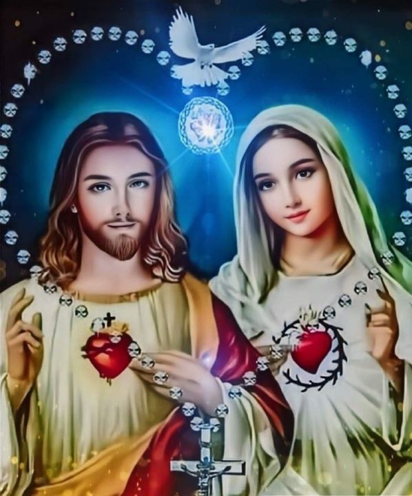 POSTER CETAK TUHAN YESUS DAN BUNDA MARIA/LUKISAN CETAK/HIASAN DINDING/TANPA BINGKAI/BISA COD ...