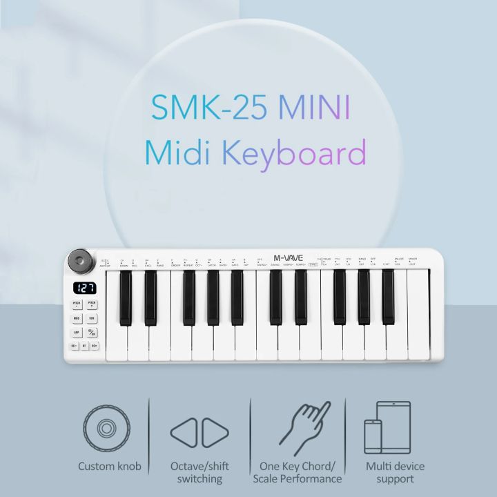 M Vave Smk 25 Midi Keyboard Rechargeable 25 Key Midi Control Keyboard Instrument Mini Portable