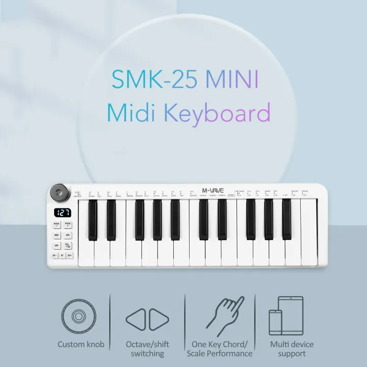 M-vave SMK-25 MIDI Keyboard Rechargeable 25-Key MIDI Control Keyboard ...