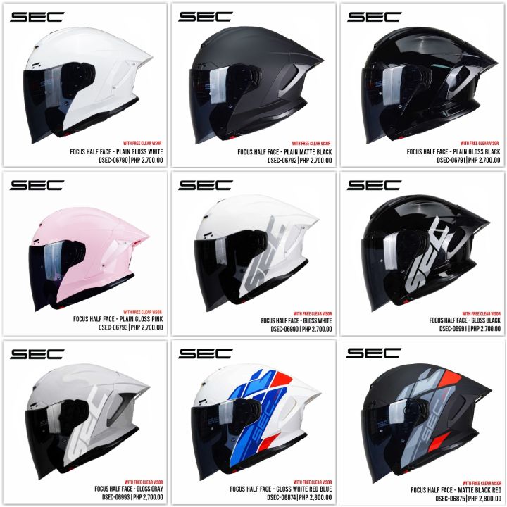 SEC FOCUS HALF FACE HELMET DUAL VISOR | Lazada PH