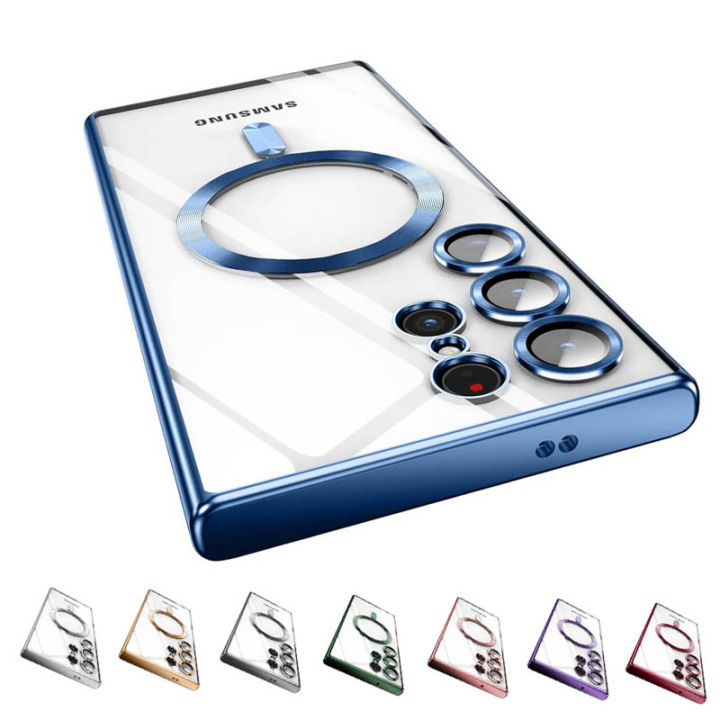 Magsafe Plating Transparent Case For Samsung S25 S24 S23 Ultra S22 Plus ...