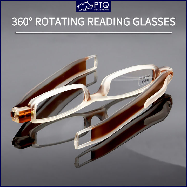 แว่นตาอ่านหนังสือกันสีฟ้าพับได้สำหรับผู้ชาย TR90มีที่แขวนปากกาหมุนได้360แว่นตาอ่านหนังสือ PTQ ...