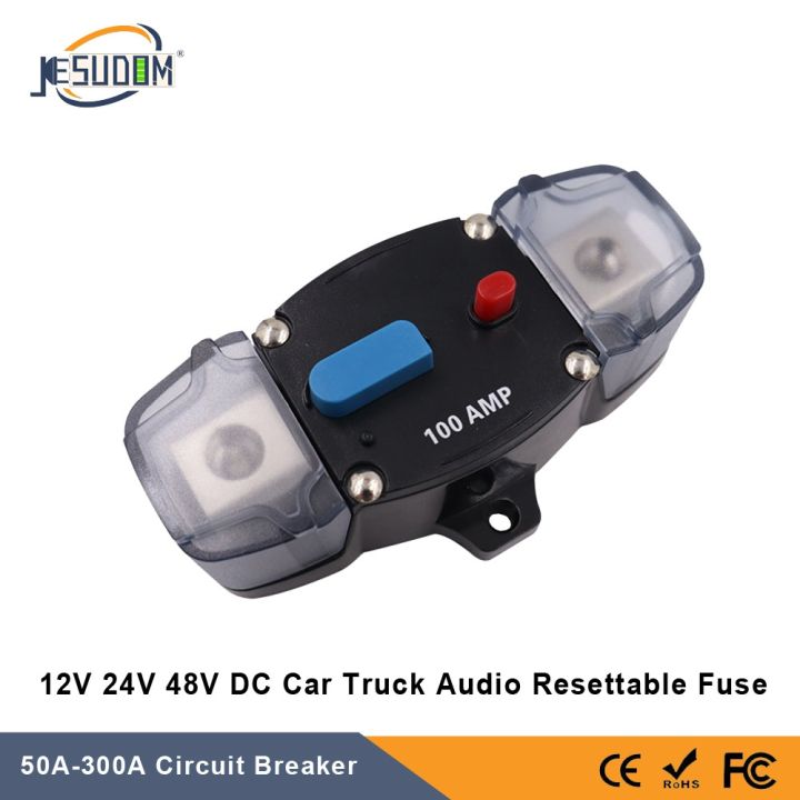 12V 24V 48V DC Car Truck Audio Resettable Fuse Circuit Breaker 50A-300A ...