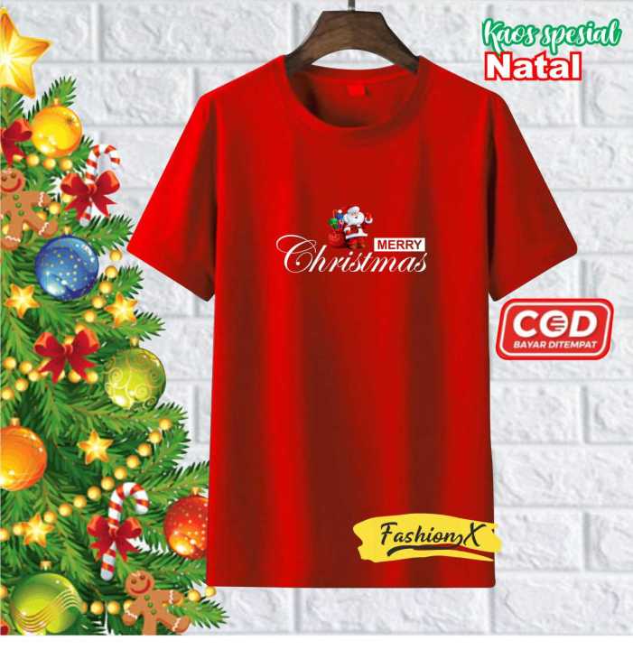 Cod kaos =Christmas Santa baju Distro Kekinian berkualitas cowok cewek ...