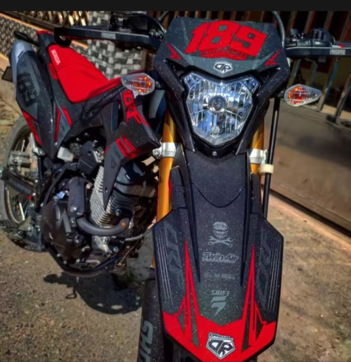 DECAL CRF 150L FULLBODY WARNA HITAM DOFF KOMBINASI WARNA MERAH KEREN ...