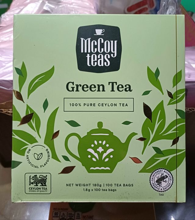 McCoy Teas Green Tea (100% Pure Ceylon Tea) 1.8g x 100 tea bags | Lazada PH