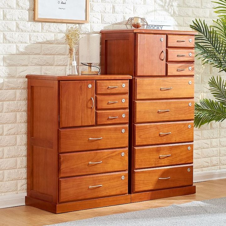 Chest of Drawers Solid Wood Bedroom Locker Storage Cabinet Six Buckets ...