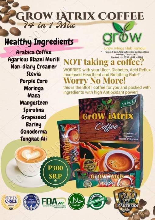 GROW IATRIX COFFEE 14 in 1 10 Sachets 210g | Lazada PH
