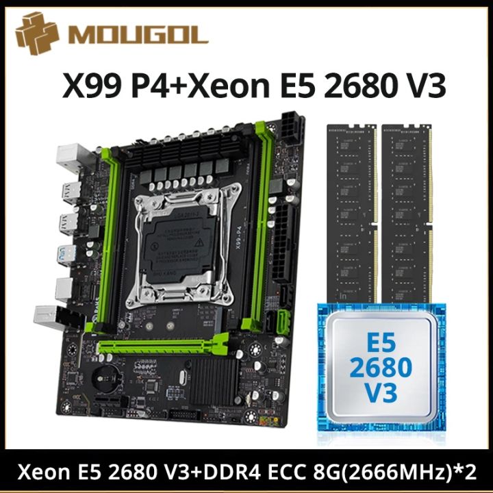 MOUGOL New X99 Gaming Motherboard with E5 2680 V3 CPU Set & channel DDR4 8Gx2 ECC RAM 2666MHz ...