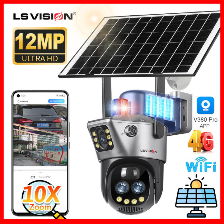 LS VISION V380 Pro 6K 12MP Dual Lens WIFI/4G Solar CCTV Camera 10X ...