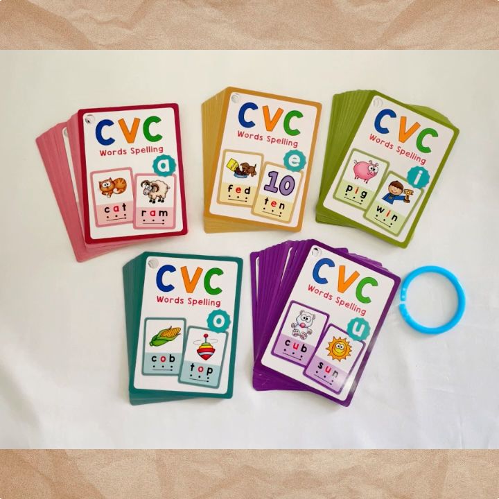 70 Cards 130 Words Phonics Flash Cards Learn To Read CVC Sight Words Flashcards Educational ...