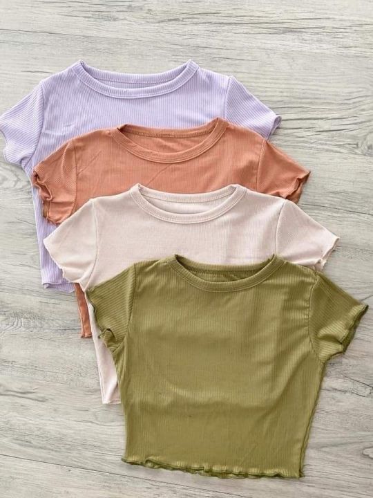 Roundneck letuce crop top. no. choosing of colors assorted only | Lazada PH