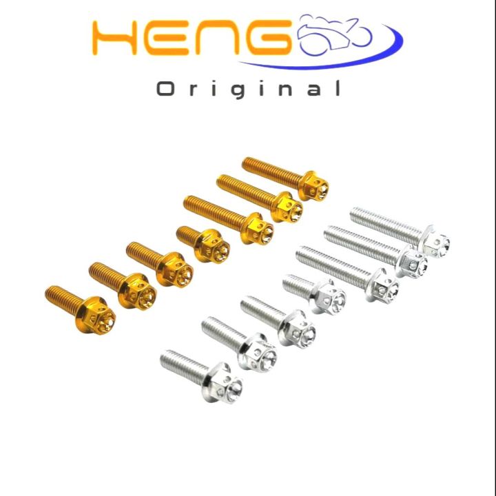 HENG | Engine Cylinder Head Cover Bolt Set | Gold & White | Honda TMX ...