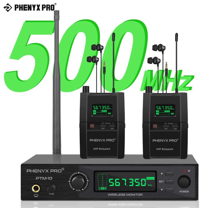 Phenyx Pro PTM-10B Wireless in Ear Monitor System True Stereo UHF IEM in Ear Monitors for ...