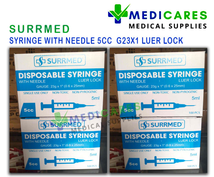 Disposable Syringe With Needle Luer Lock Size: 1cc g25x5/8 , 3cc g23x1 ...