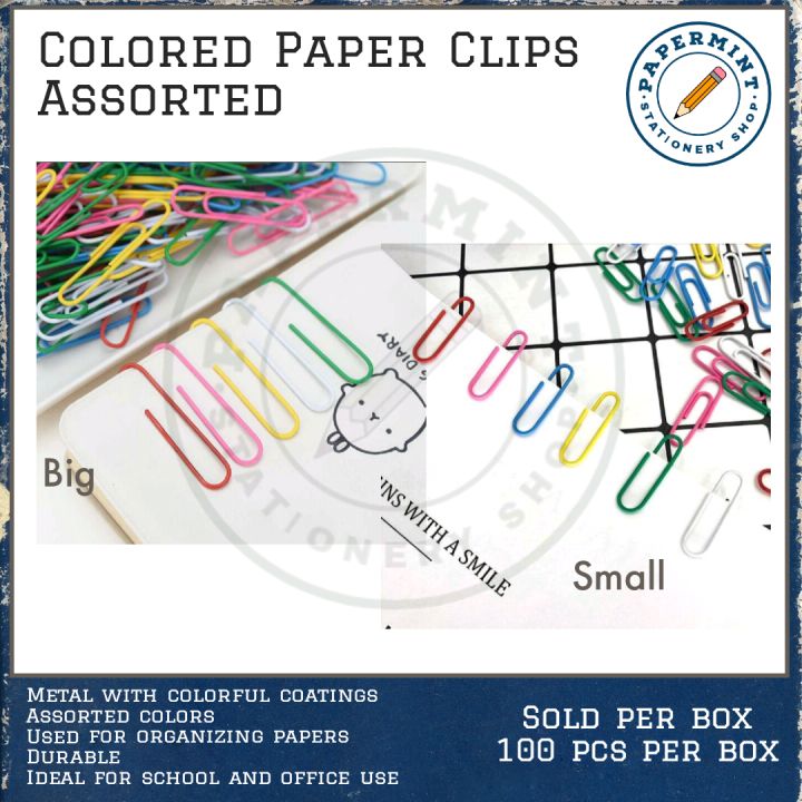 Colored Paper Clips Assorted (Big and Small) 1 box is 100 pcs. | Lazada PH