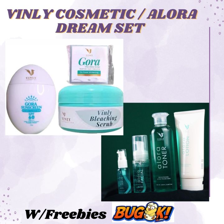 VINLY COSMETIC / ALORA DREAM SET bleaching Scrub/ Gora Sunscreen/VITA ...