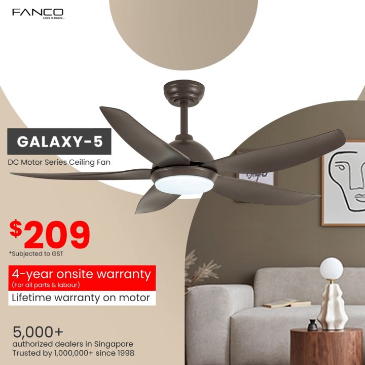 (With Basic Installation Promo) Fanco Galaxy 5 DC Motor 5 Blade Ceiling ...