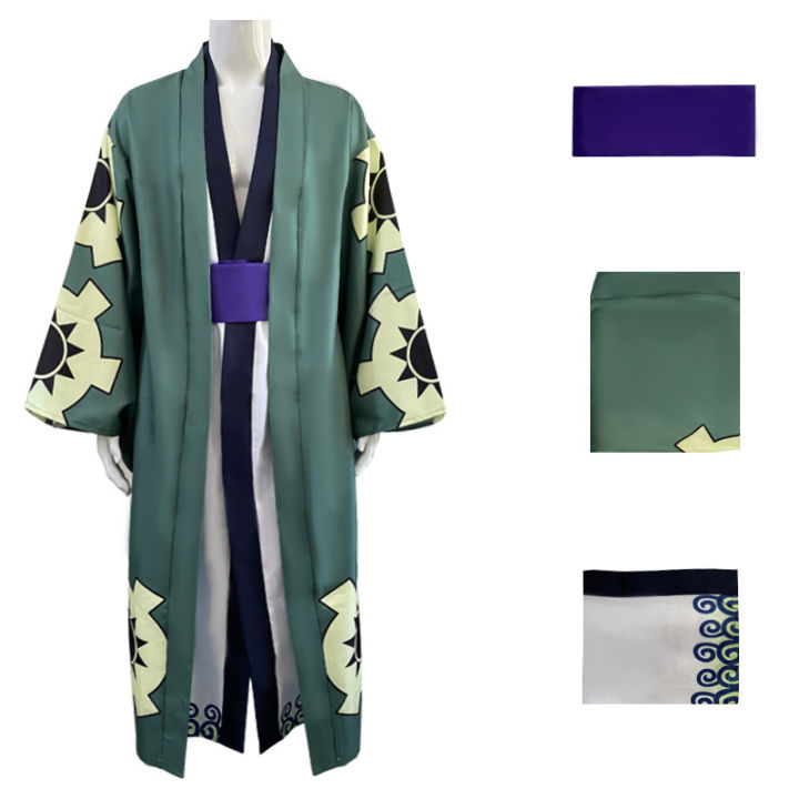 Anime One Piece Roronoa Zoro Cosplay Costume One Wano Piece Kimono Robe ...