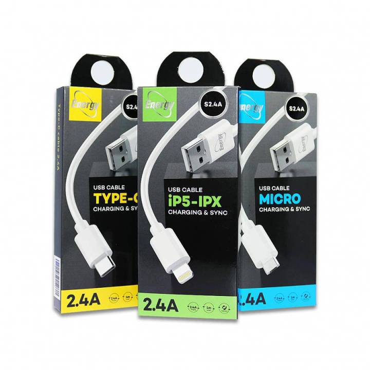 Energy สายชาร์จ หัว Type-C , iP5-IPX 2.4A, Micro | Lazada.co.th