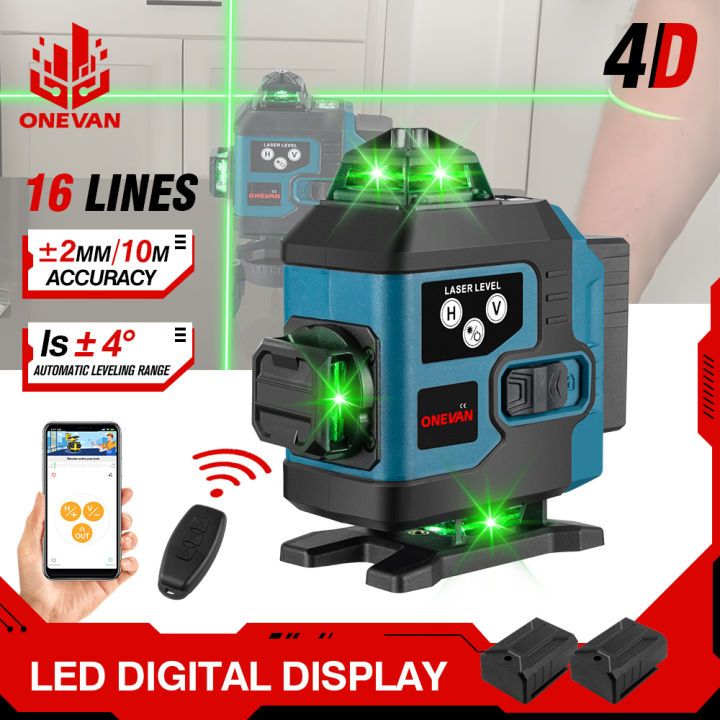 （free gift）16 Lines 4D Laser Level With 3 Battery Self-Leveling 360 ...