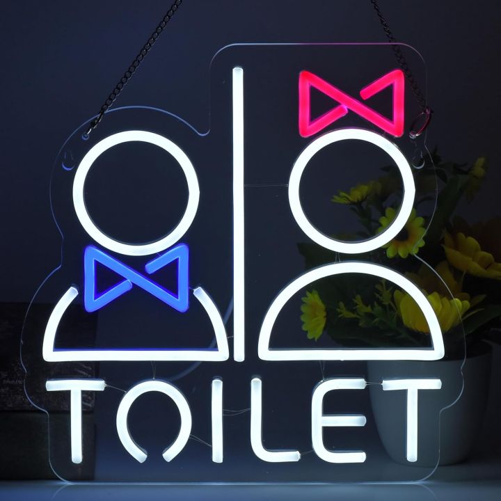 Toilet Neon Sign Restroom Neon Light Sign with Dimmable Switch for ...