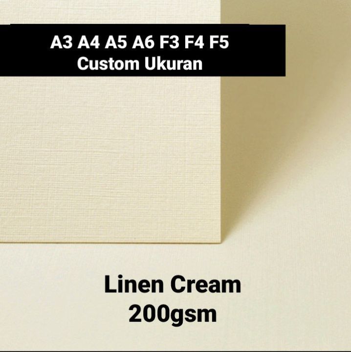 Kertas Linen Cream 200gsm A3 A4 A5 A6 F3 F4 F5 Custom Ukuran | Lazada ...