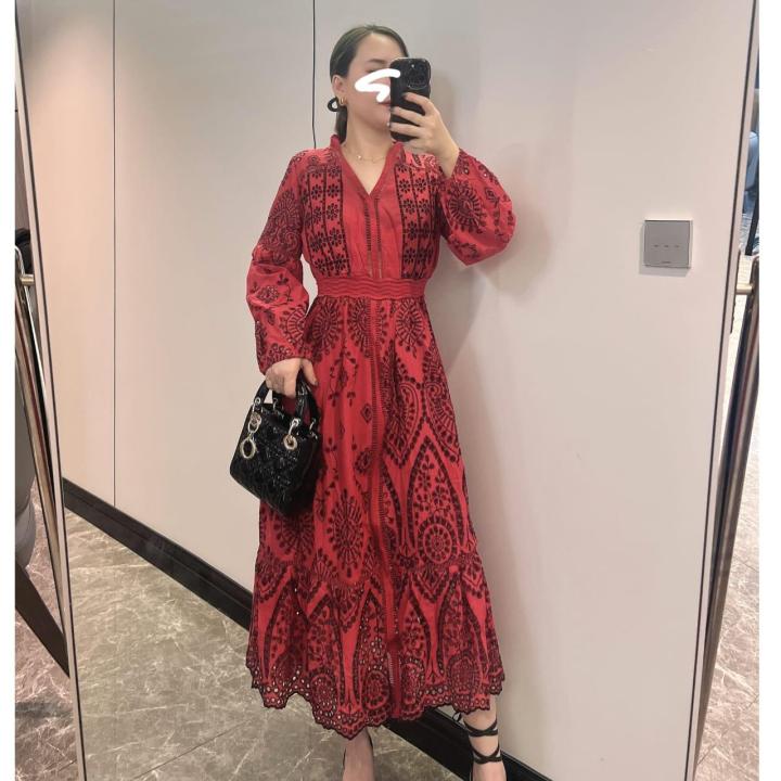 59005 Oliva broidered Cotton Dress Katbol Longdress Premium | Lazada ...