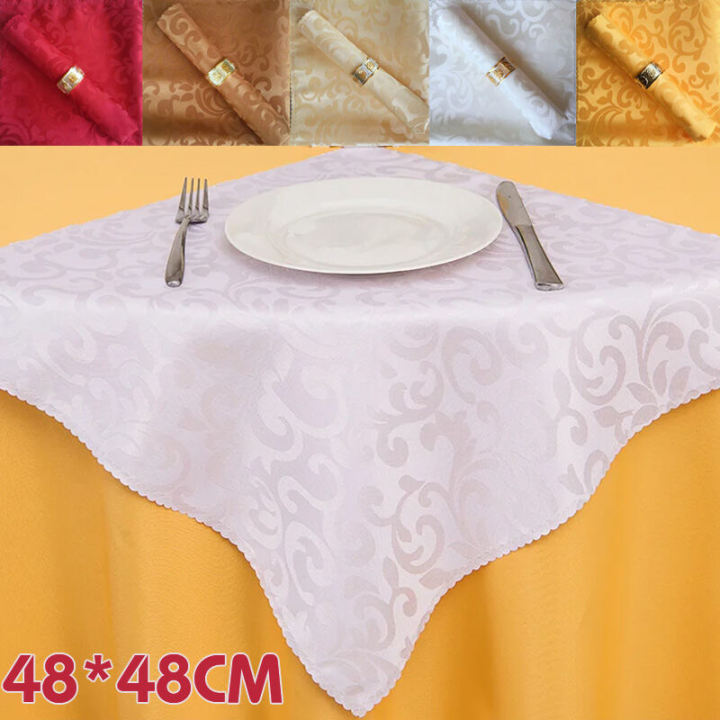 48 x 48cm Polyester Table Napkins Jacquard Damask Cloth Napkins Wedding ...