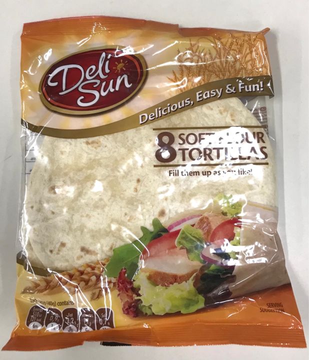 Deli Sun Soft Flour Tortillas 320g 8pcs Tortilla Wraps Pita Bread ...