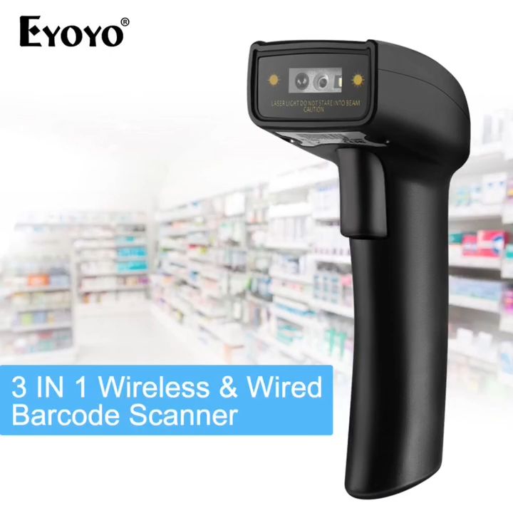 Eyoyo 1D 2D Wireless Barcode Scanner CCD QR Code Scan Reader เครื่อง ...