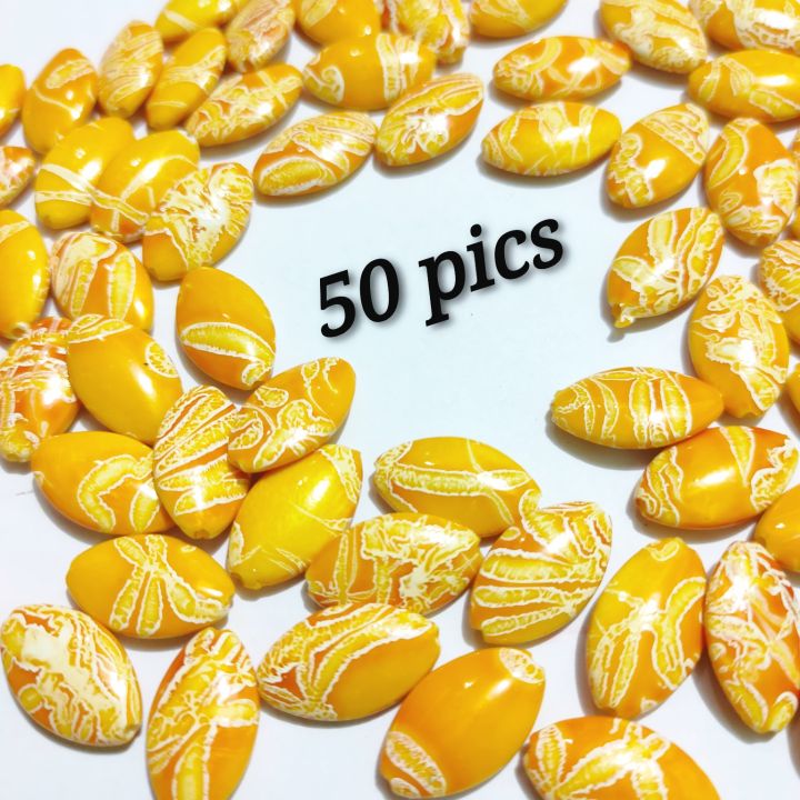 Mote corak pola warna kuning 50 pics - bahan gelang - bahan kalung ...